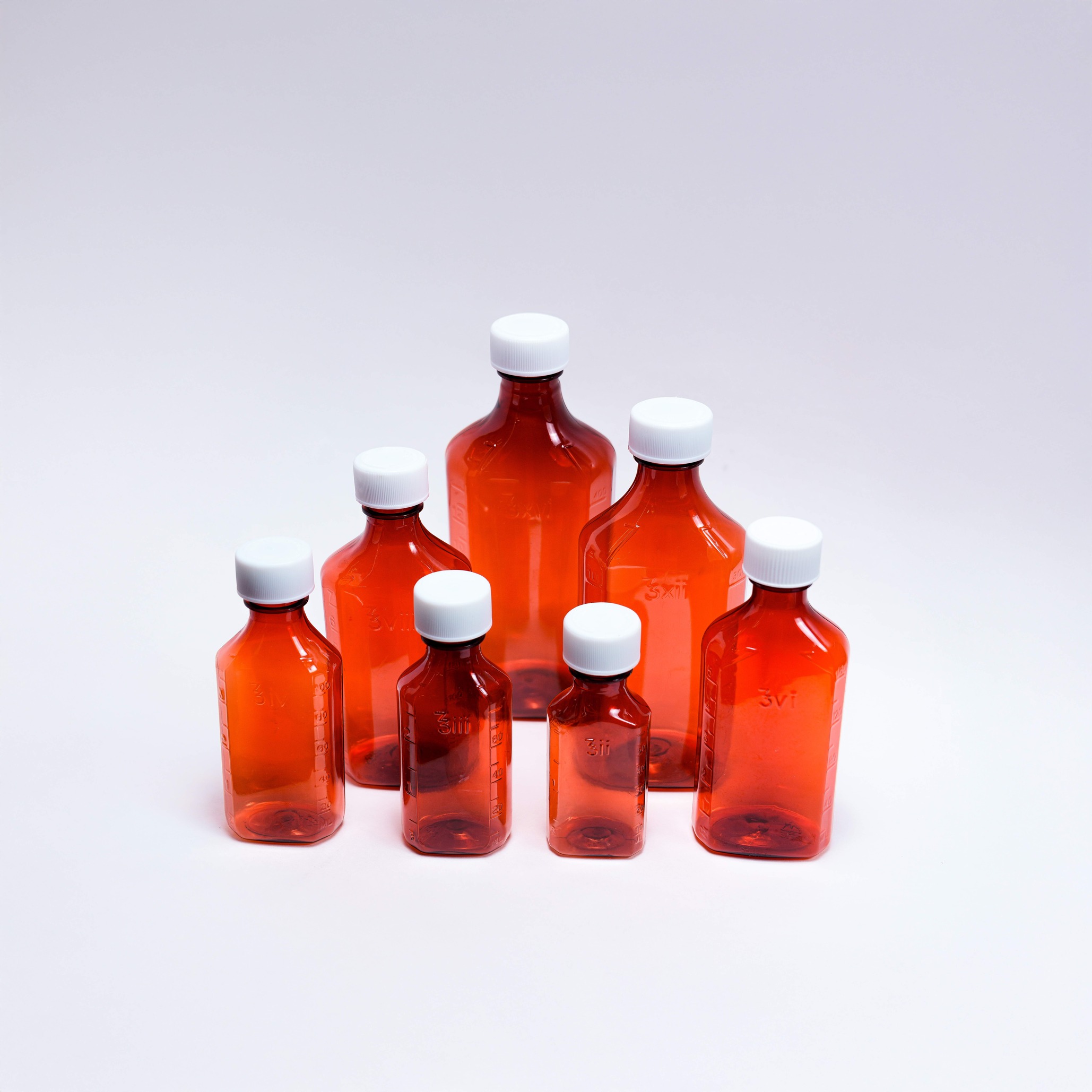 3 oz Amber Plastic Bottles – Child Resistant Caps - Pharmvials