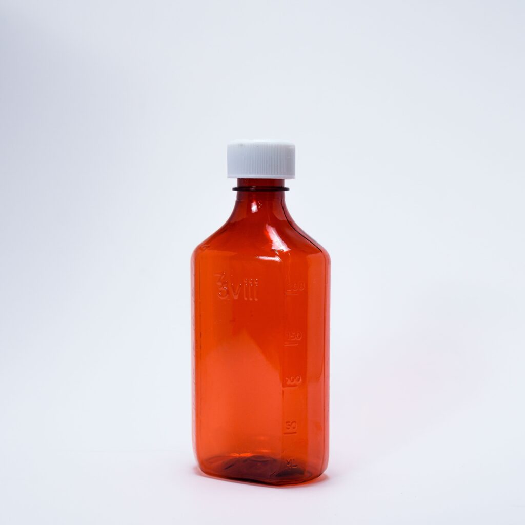 8 oz Amber Plastic Bottles – Child Resistant Caps - Pharmvials